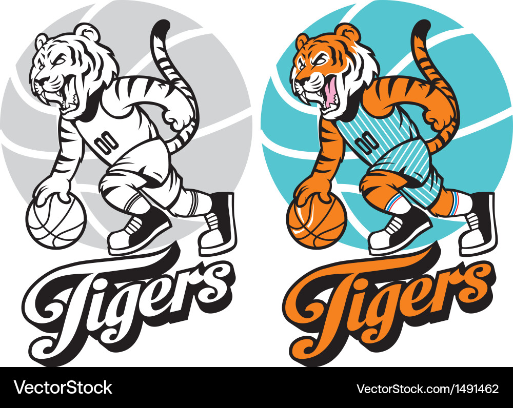 Tiger basketball mascot Royalty Free Vector Image