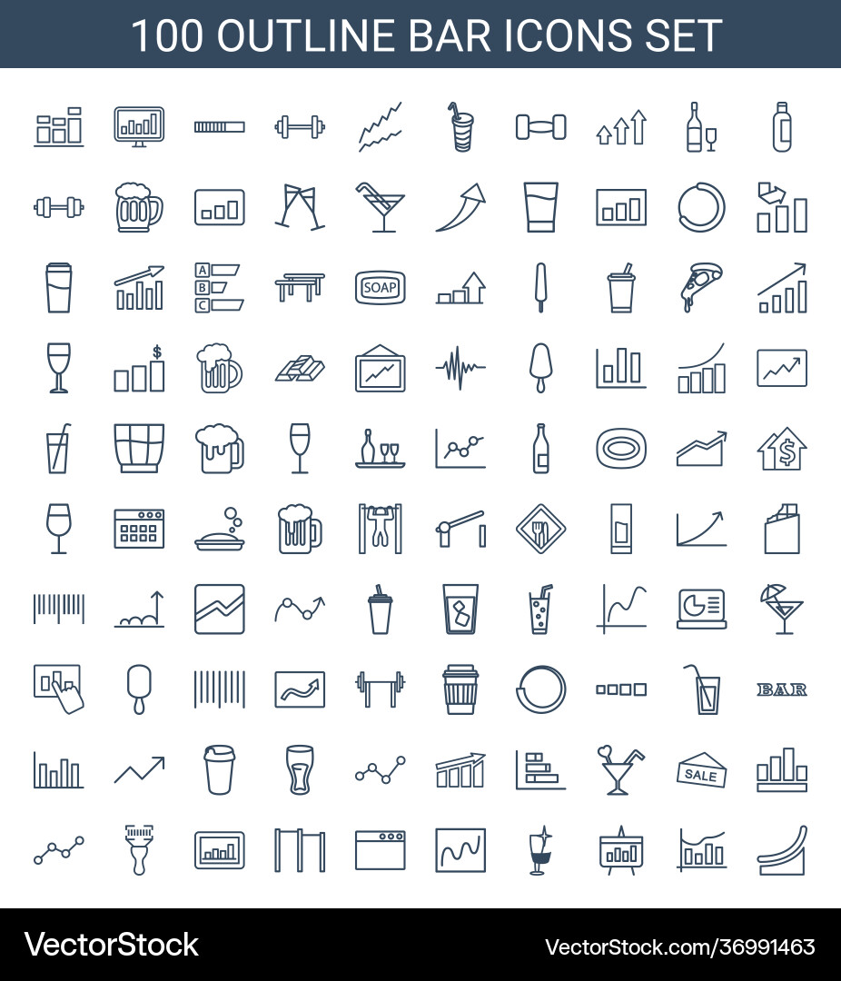 100 Bar-Symbole Lizenzfreies Vektorbild - VectorStock