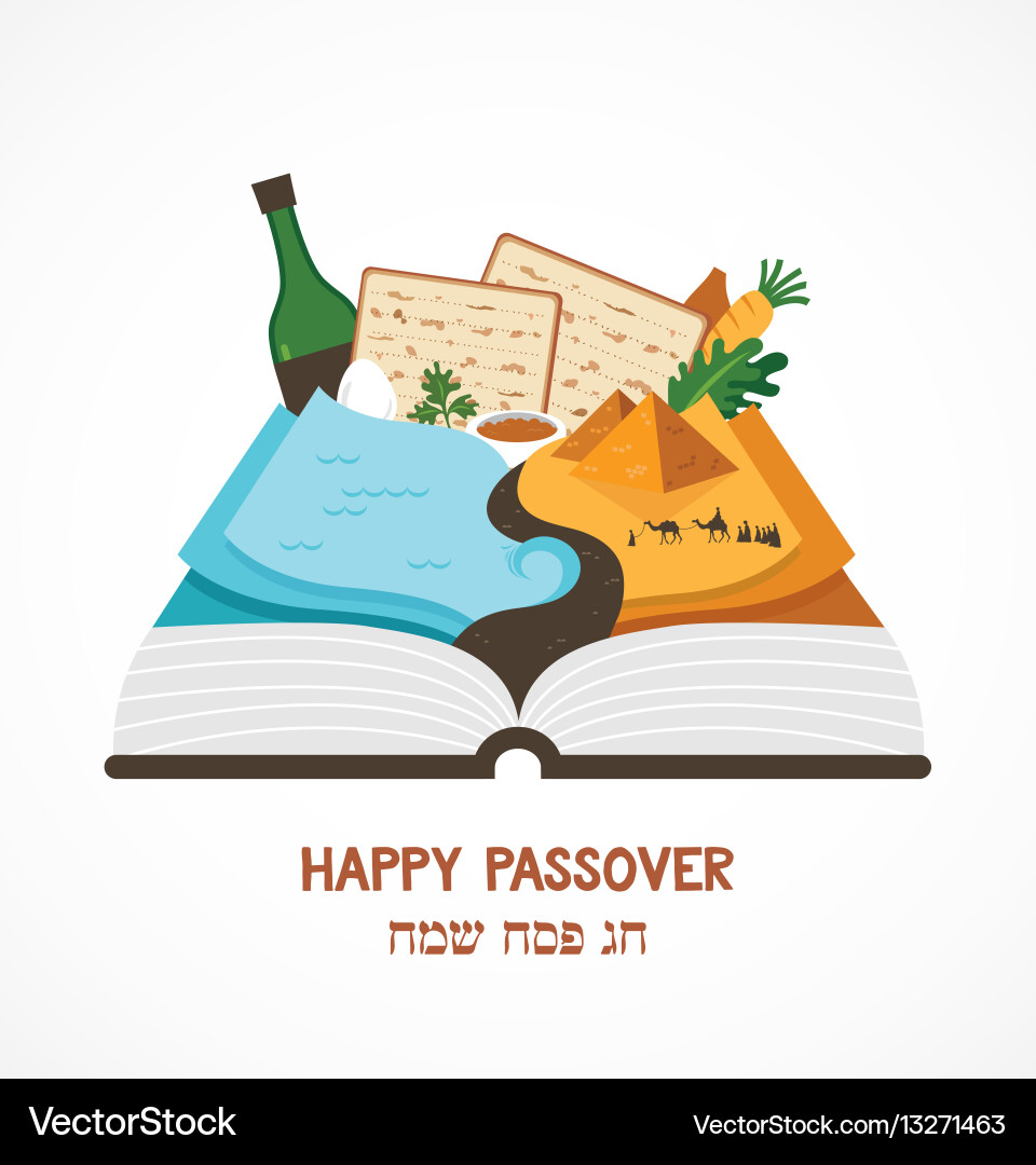 Abstract passover story haggadah book over Vector Image