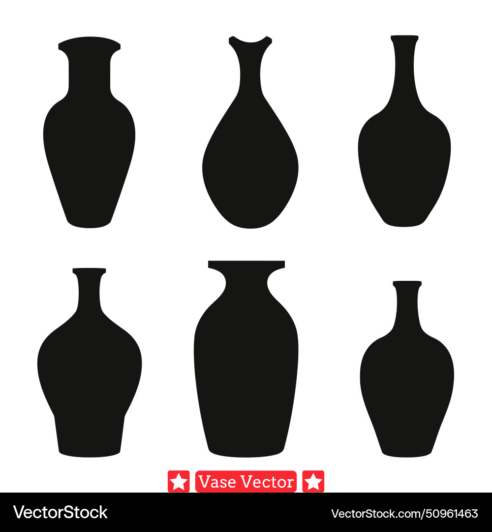 Botanical vase collection nature inspired Vector Image