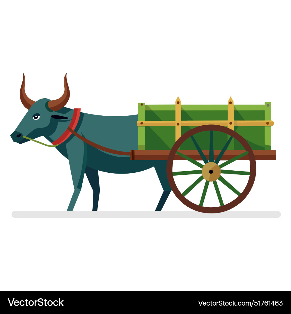 Bullock cart vehicle transport Royalty Free Vector Image
