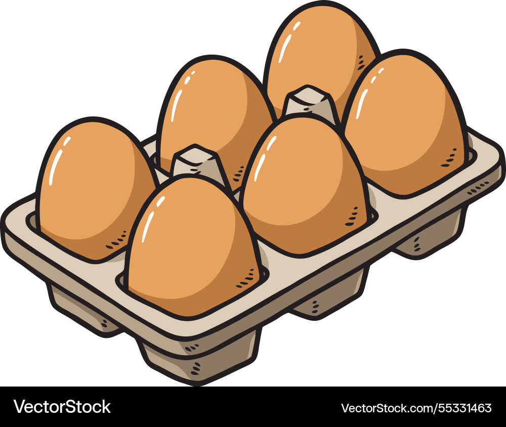 Cartoon half dozen fresh organic eggs Royalty Free Vector