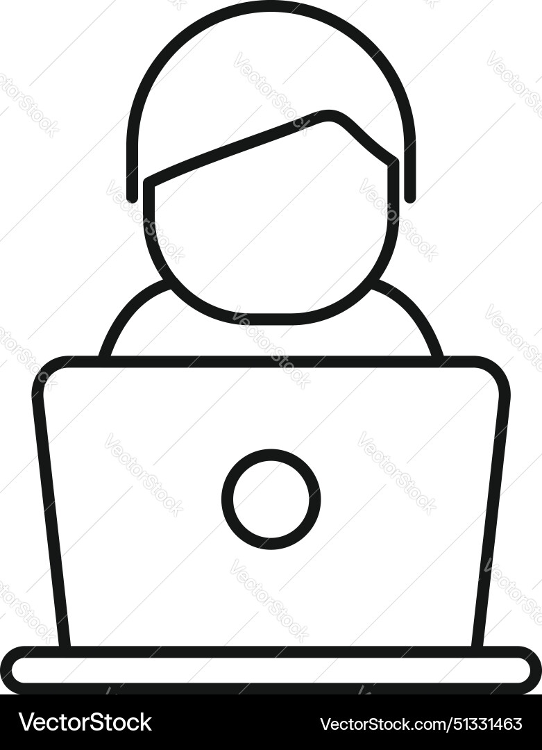Freelancer working on laptop icon Royalty Free Vector Image