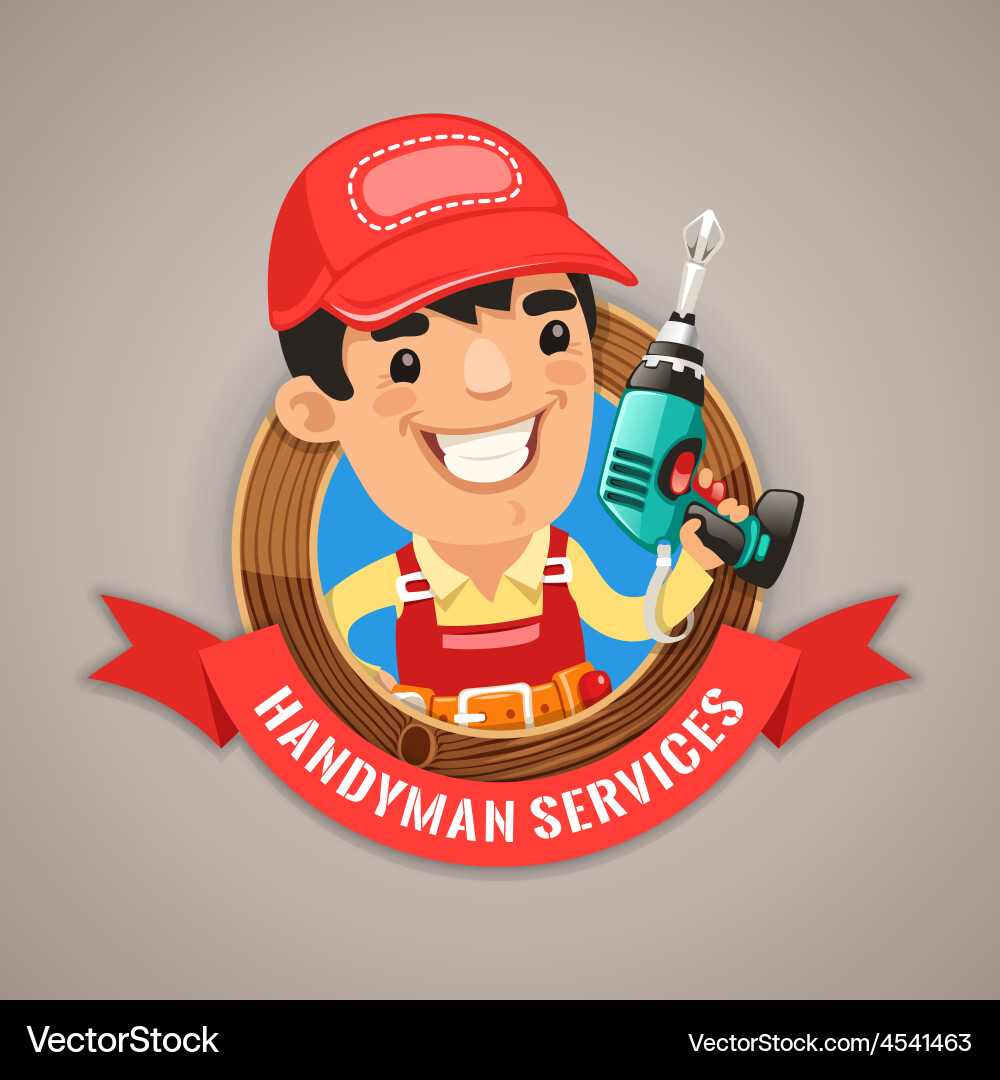 Handyman services emblem Royalty Free Vector Image