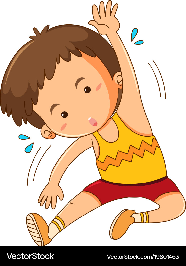 Little boy stretching on white background Vector Image