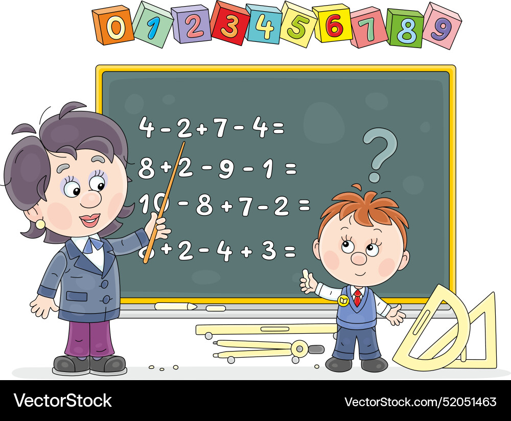 Mathematics lesson in primary school Royalty Free Vector