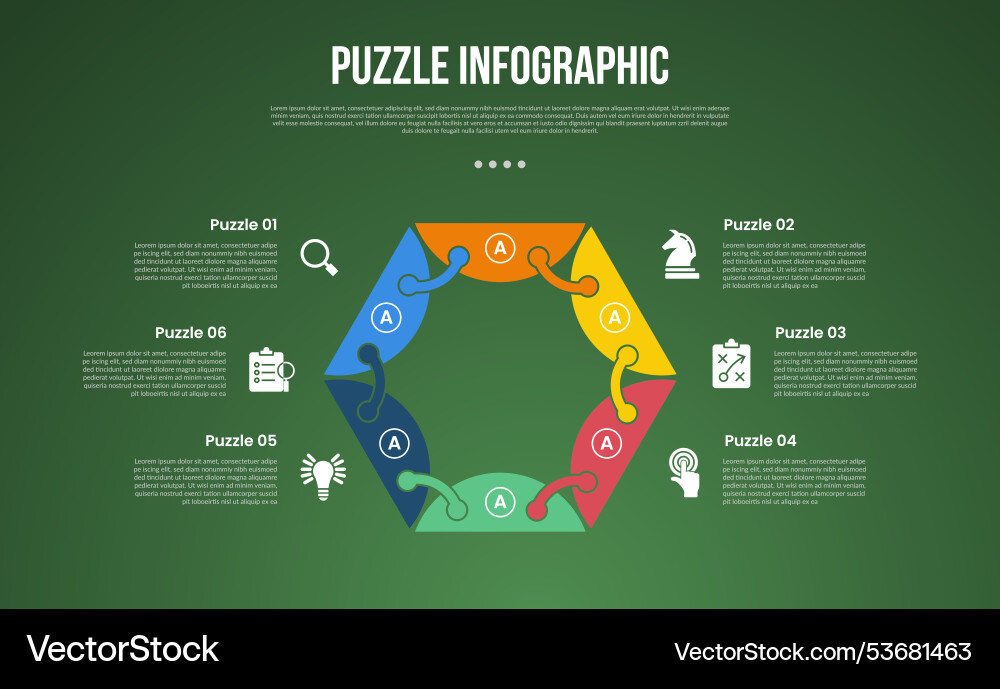 Puzzle or jigsaw base infographic with hexagon Vector Image