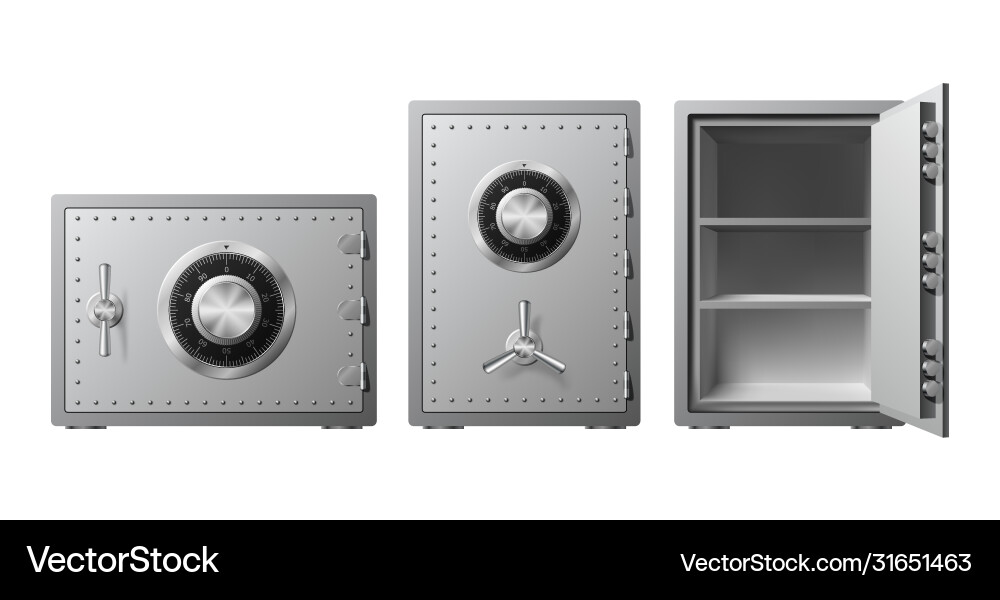 Steel safe with combination lock isolated Vector Image