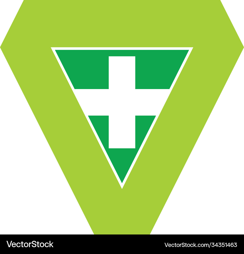 Triangle geometric plus medical logo Royalty Free Vector
