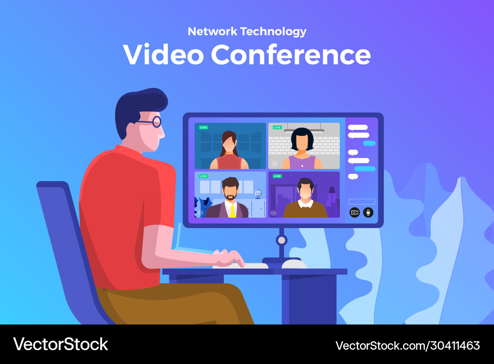 Video conference 08 Royalty Free Vector Image - VectorStock