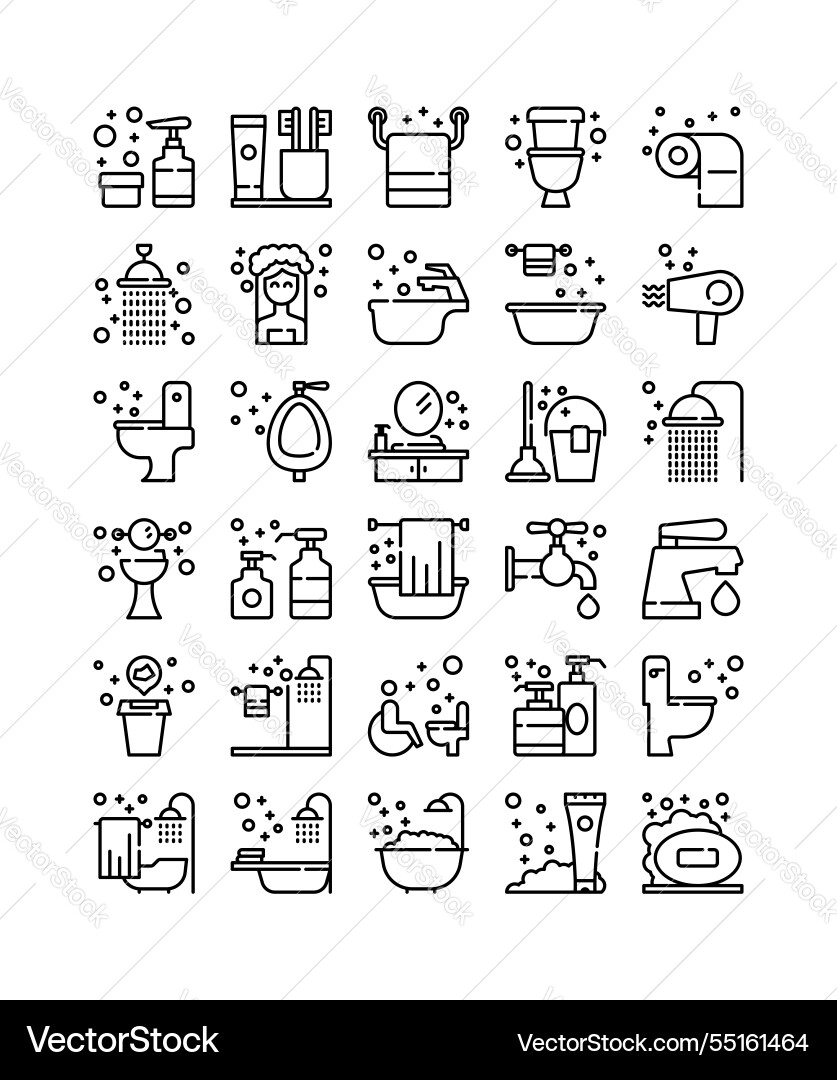 Bathroom toilet services line icon set Royalty Free Vector