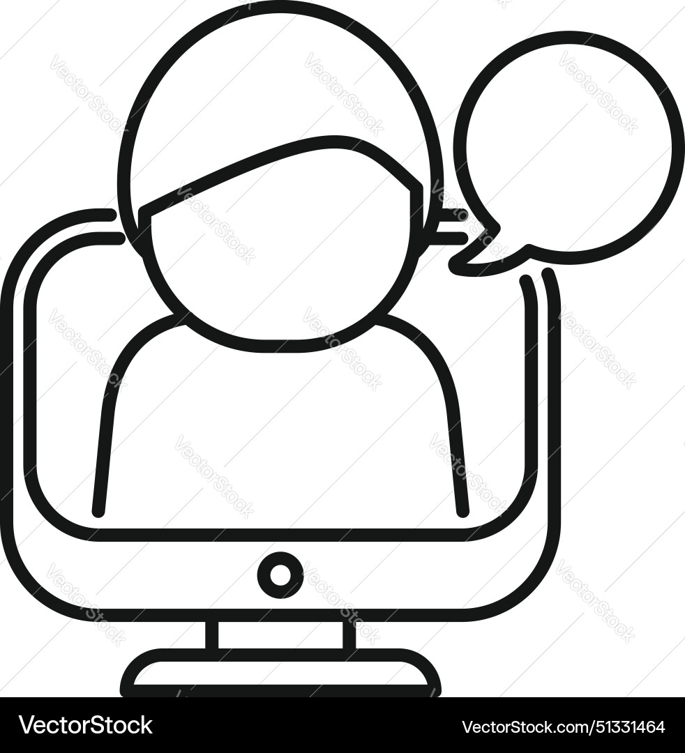 Black line icon of a virtual assistant with speech