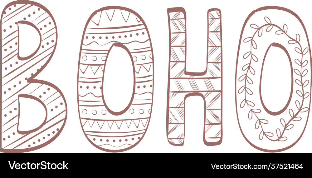 Boho lettering retro Royalty Free Vector Image