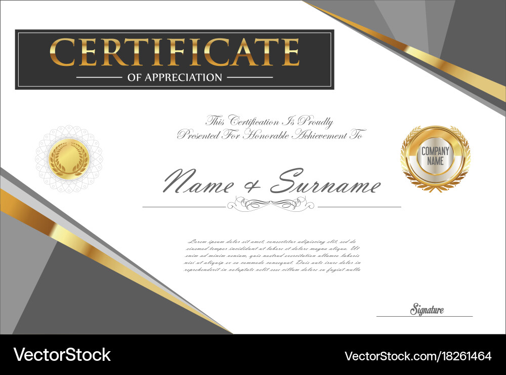 Certificate retro design template 19 Royalty Free Vector