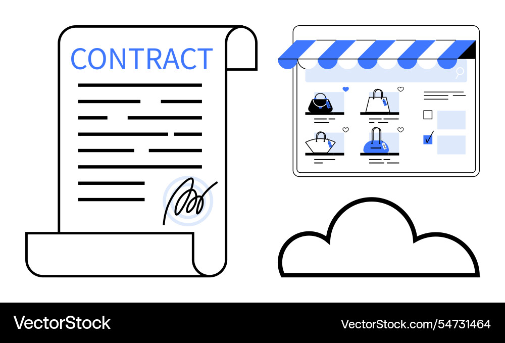 E-commerce contract and online store interface Vector Image