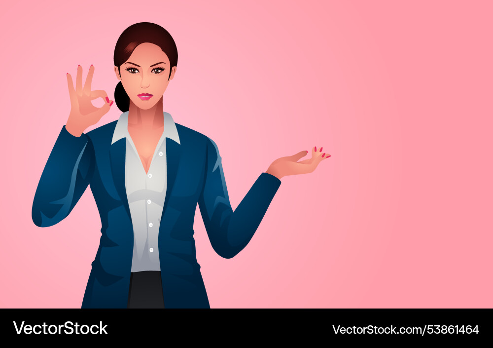 Gradient woman business presenting perfect sign Vector Image
