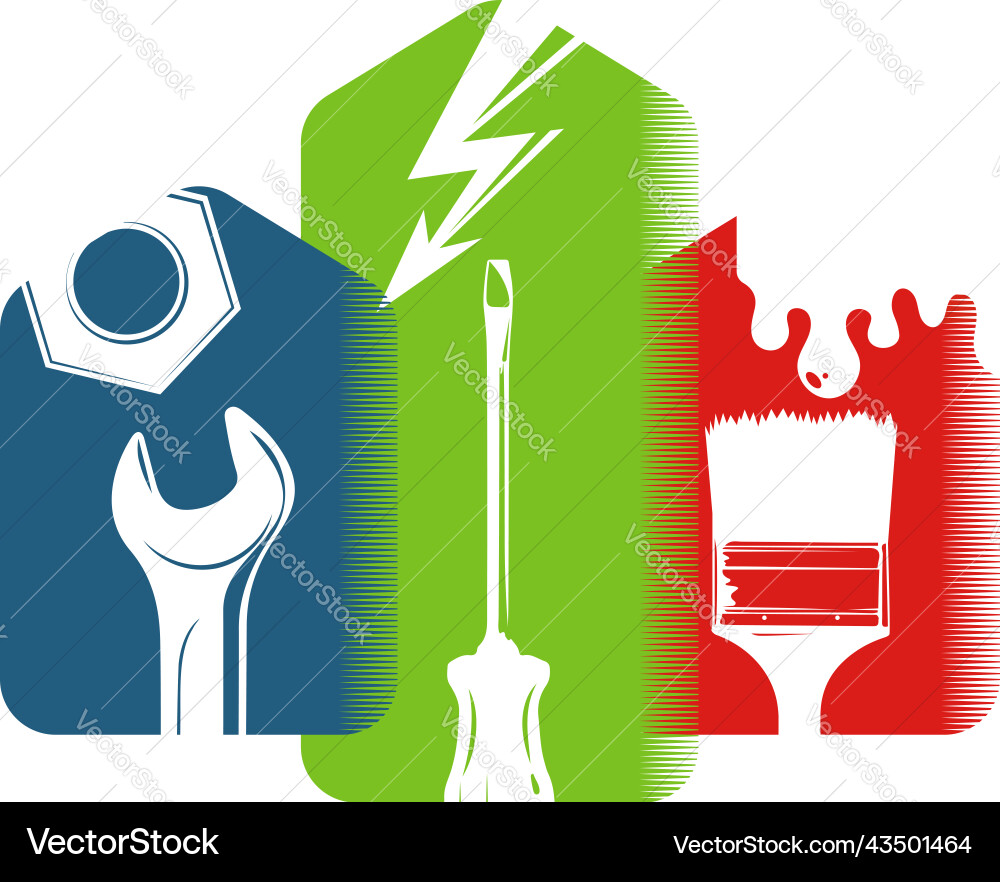 Home repair and maintenance symbol with tool Vector Image