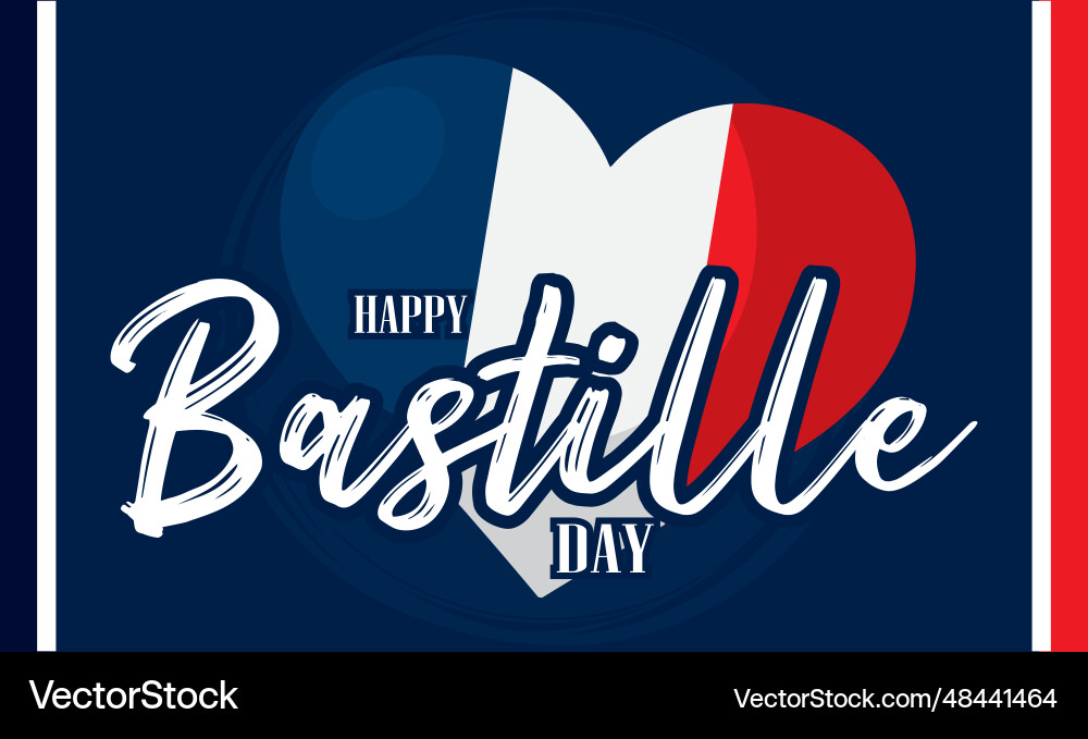 Horizontal happy bastille day template Royalty Free Vector