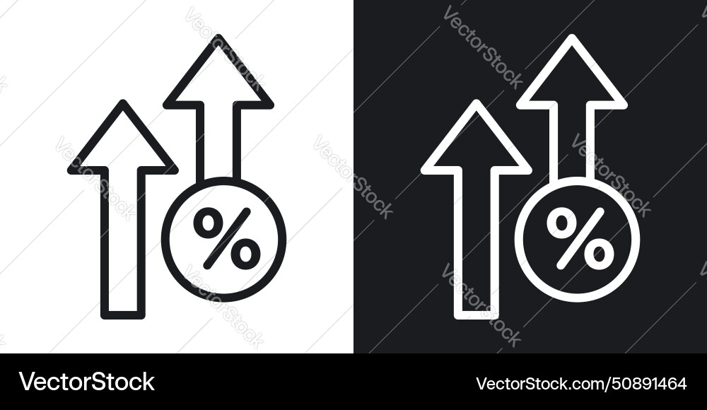 Interest growth icon set increase percentage Vector Image