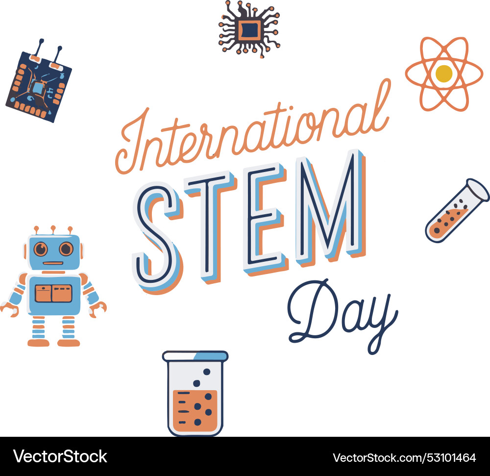 International stem day design style art Royalty Free Vector