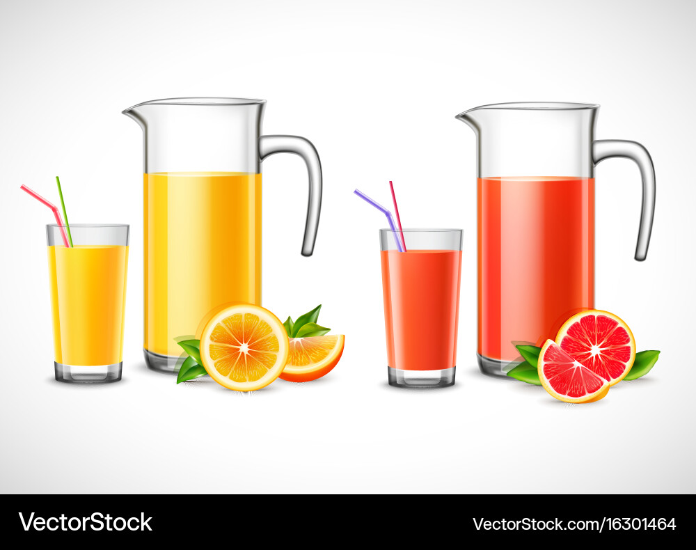 Jugs with citrus juice Royalty Free Vector Image