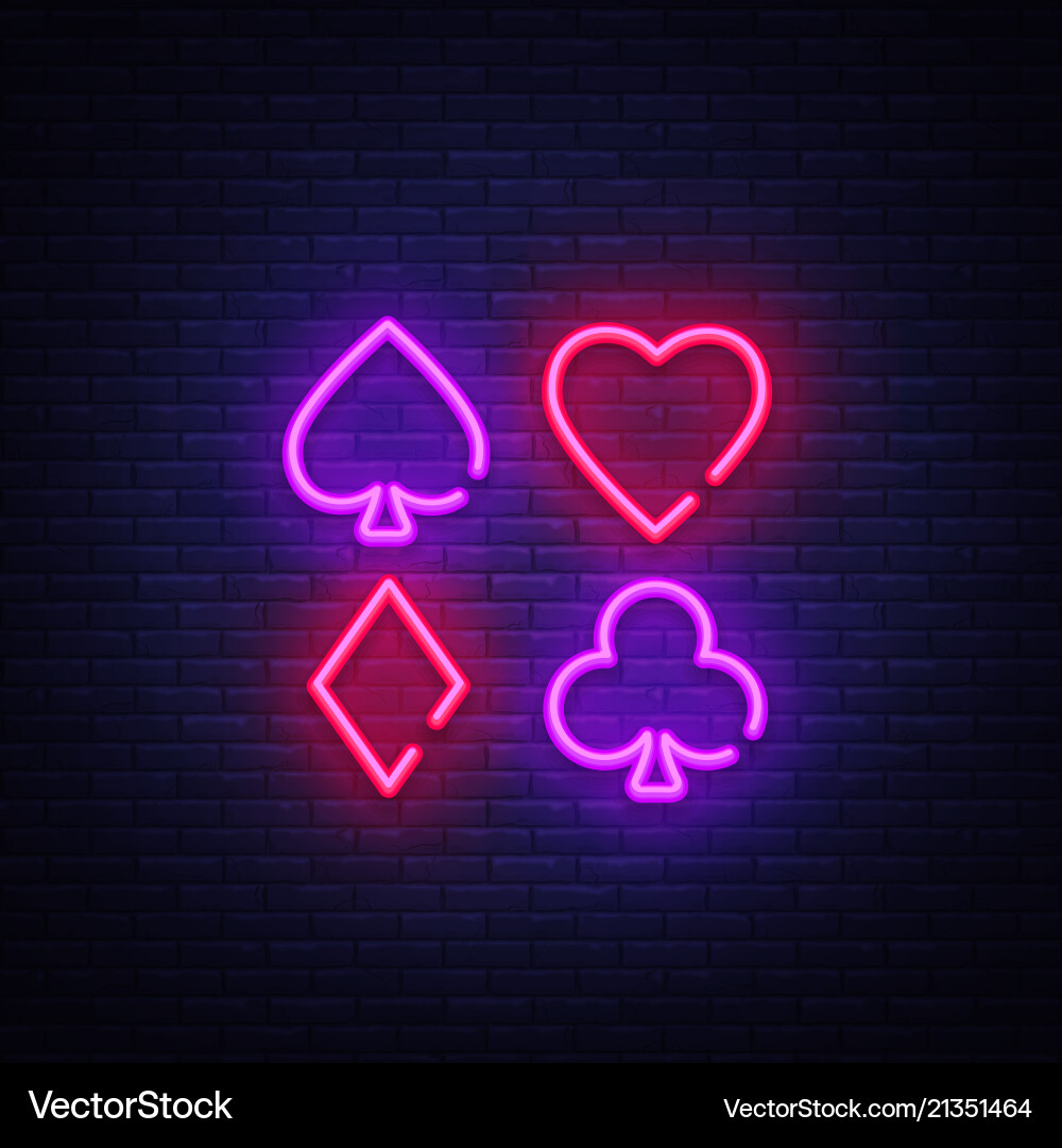 Neon Poker Sign Template Royalty Free Vector Image