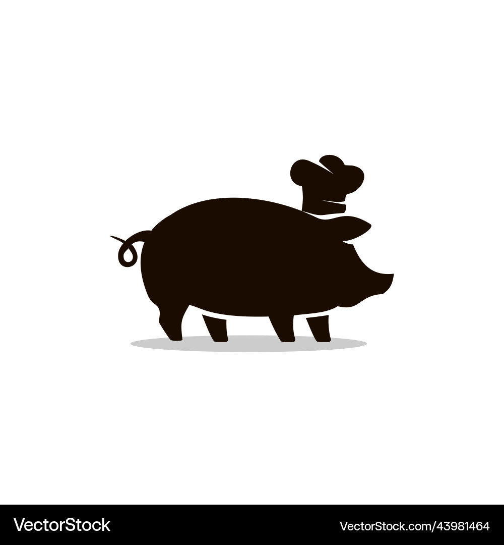 Pig with chef hat silhouette icon Royalty Free Vector Image