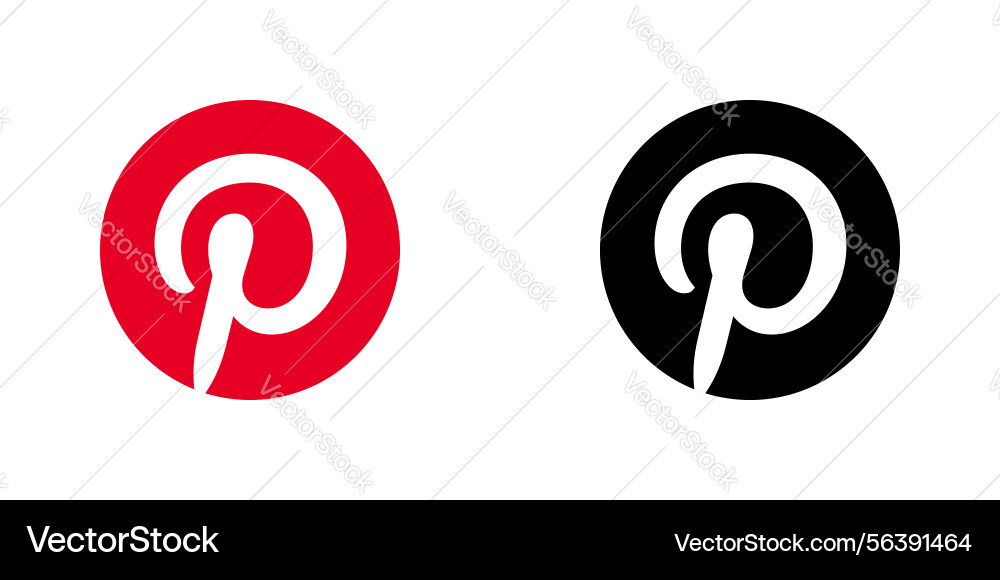 Pinterest logo bundle icon set pin app editable Vector Image