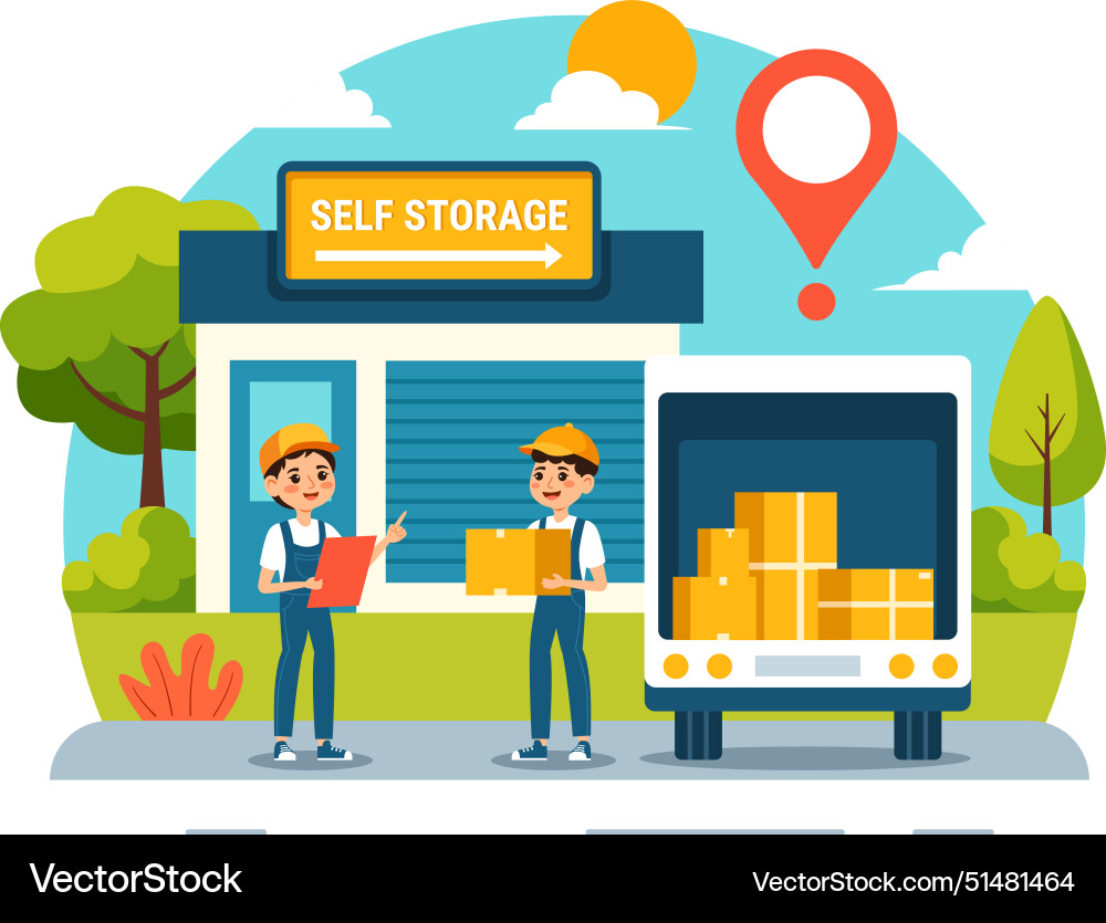 Self storage featuring cardboard boxes filled Vector Image