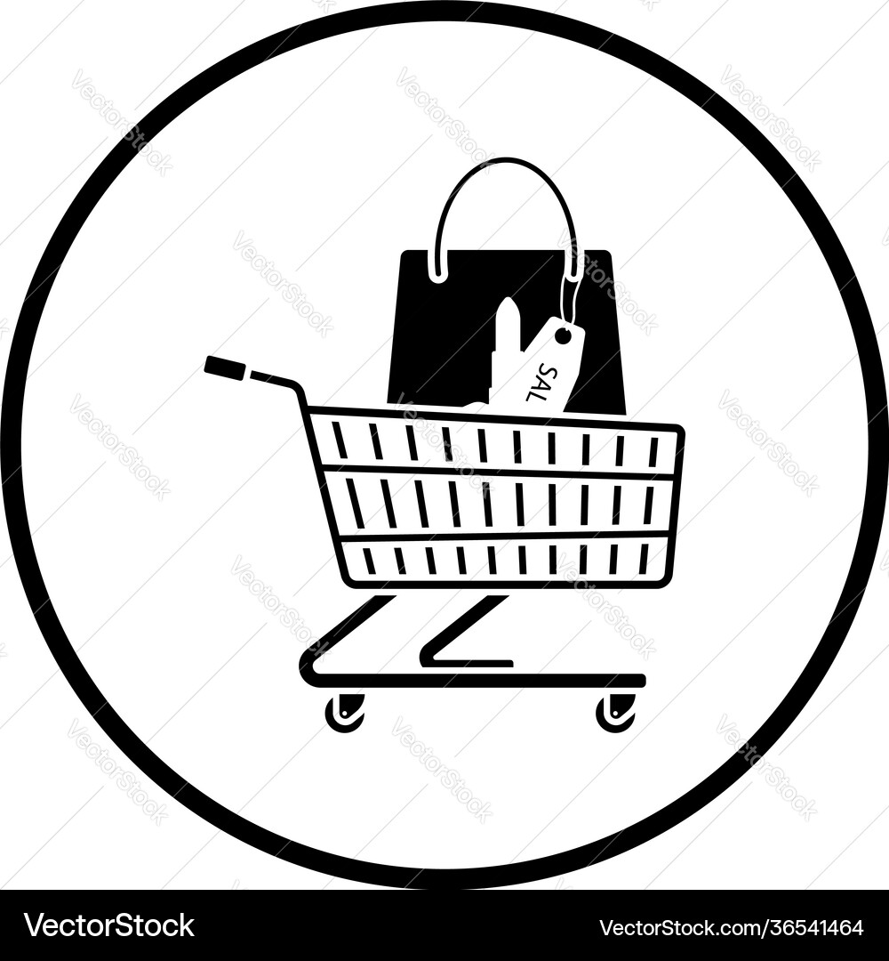 Shopping cart with bag cosmetics icon Royalty Free Vector