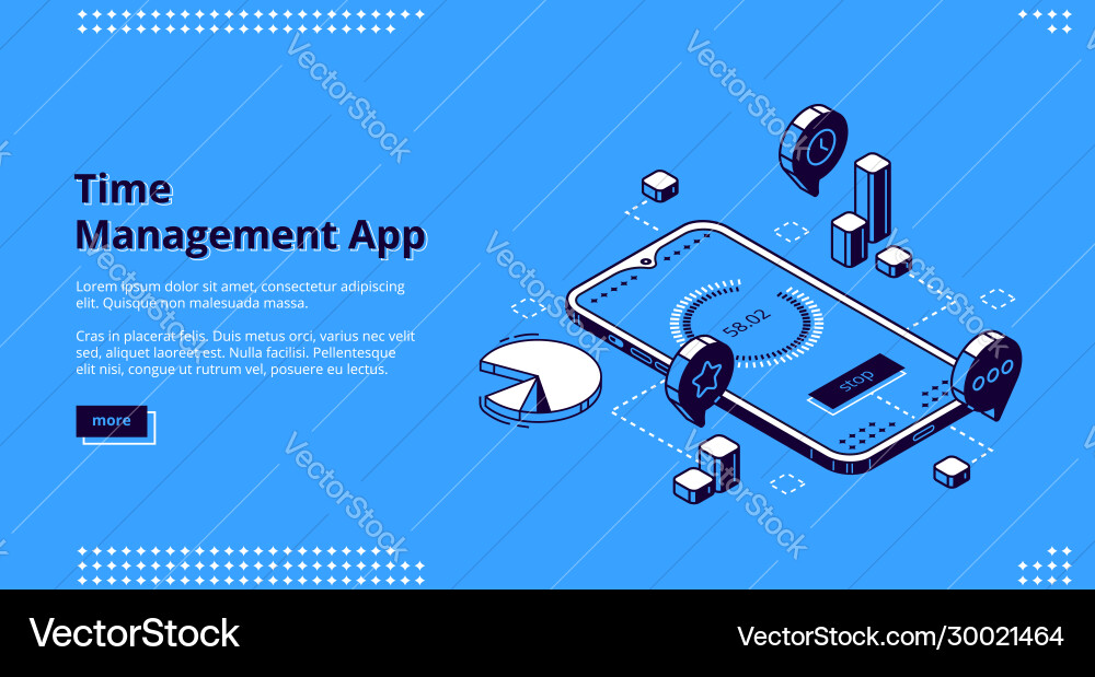 Time Management App - Isometric Banner Royalty Free Vector
