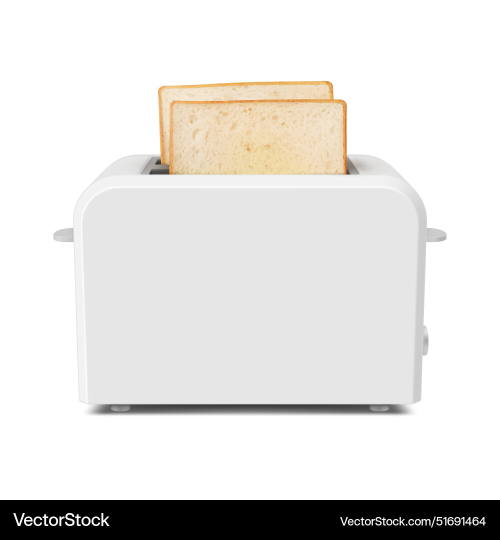 Toaster with white fresh bread slice for frying Vector Image