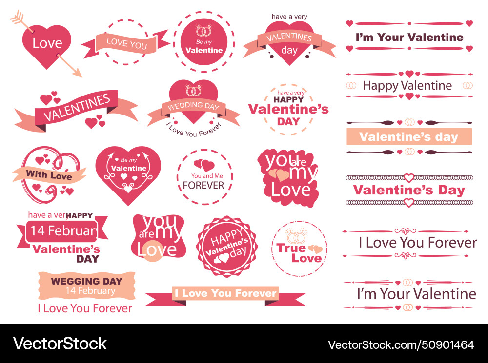 Valentine day banners mega set in flat design Vector Image