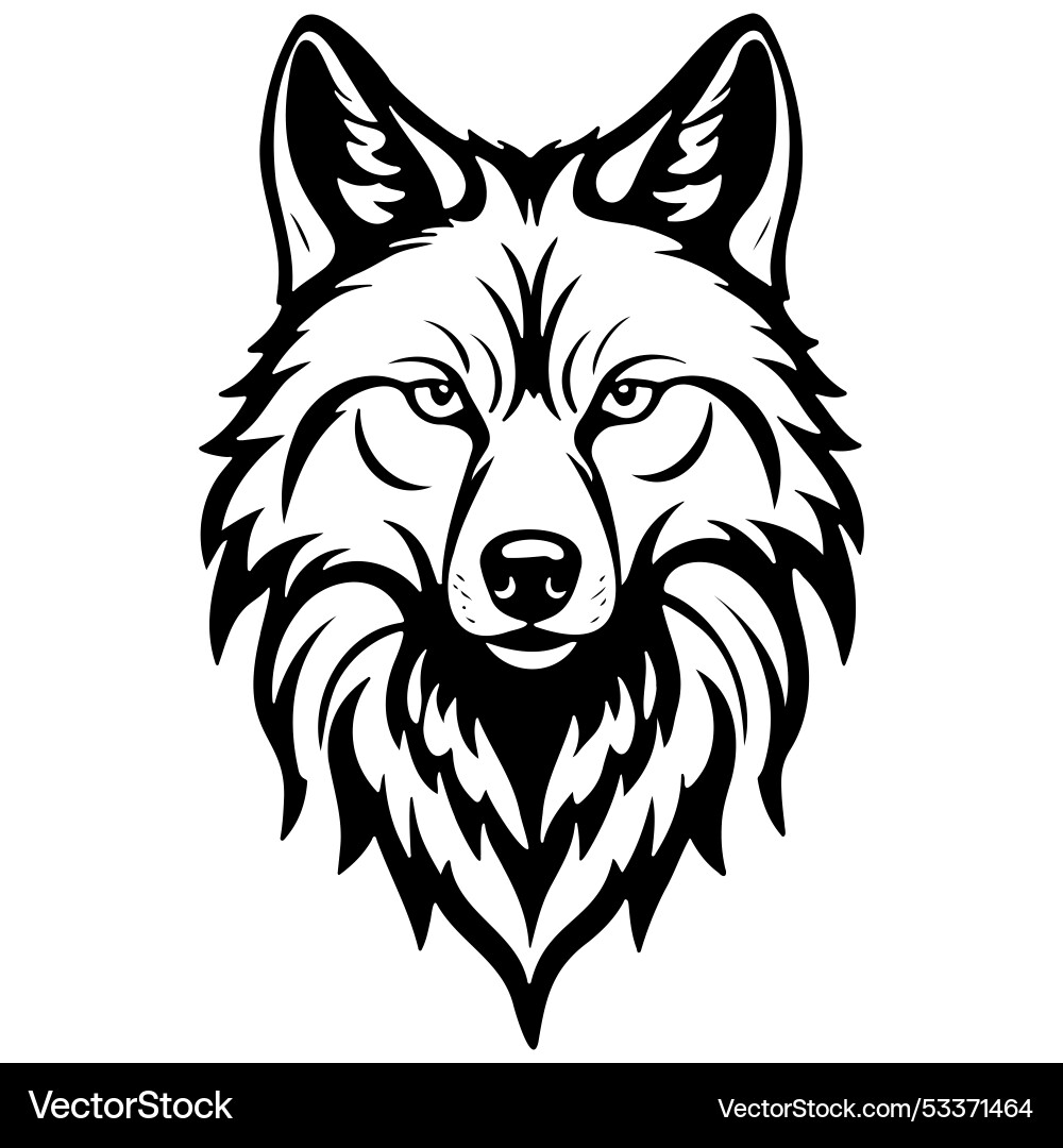 Wolf engraving drawing of black silhouette Vector Image