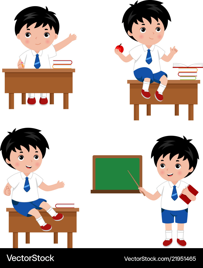 Collection of cute boys in school uniform Vector Image
