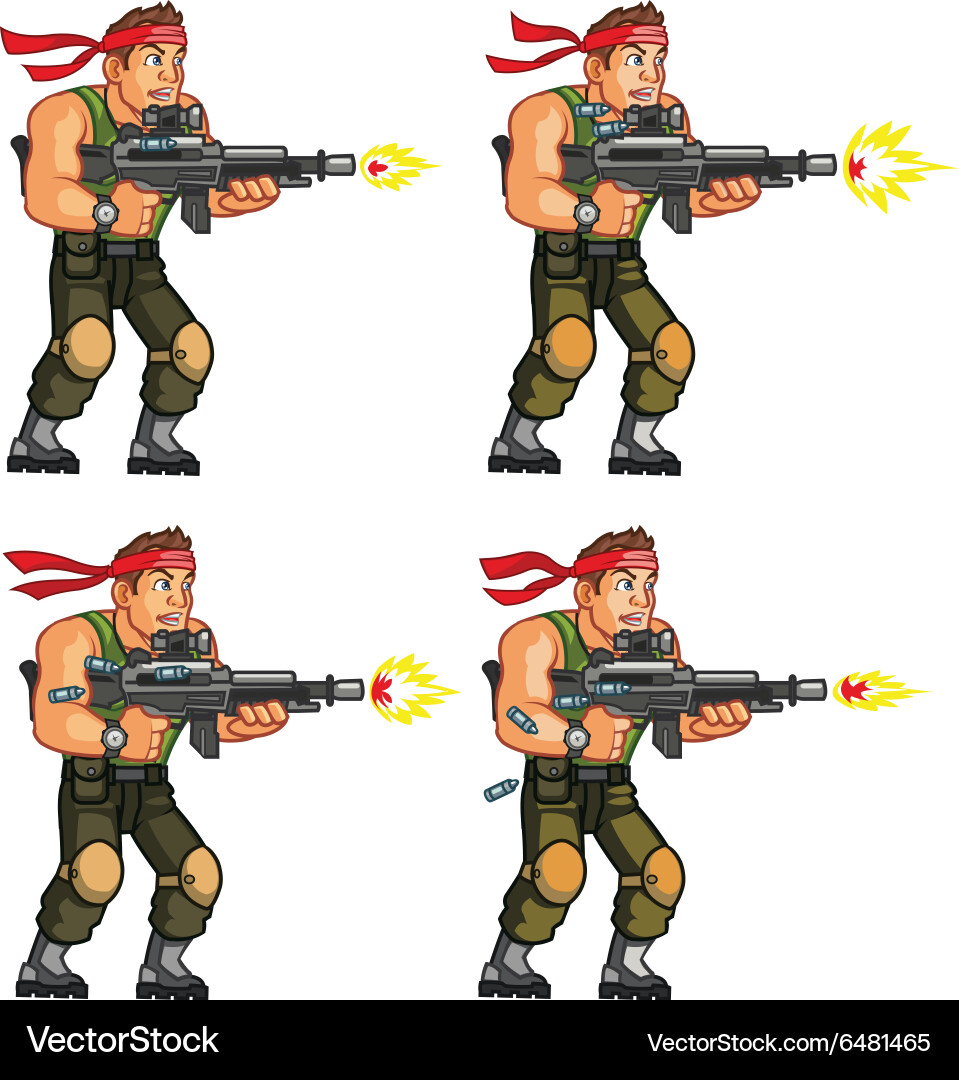 Commando shooting game sprite Royalty Free Vector Image