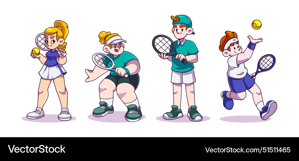 Contemporary tennis players set Royalty Free Vector Image