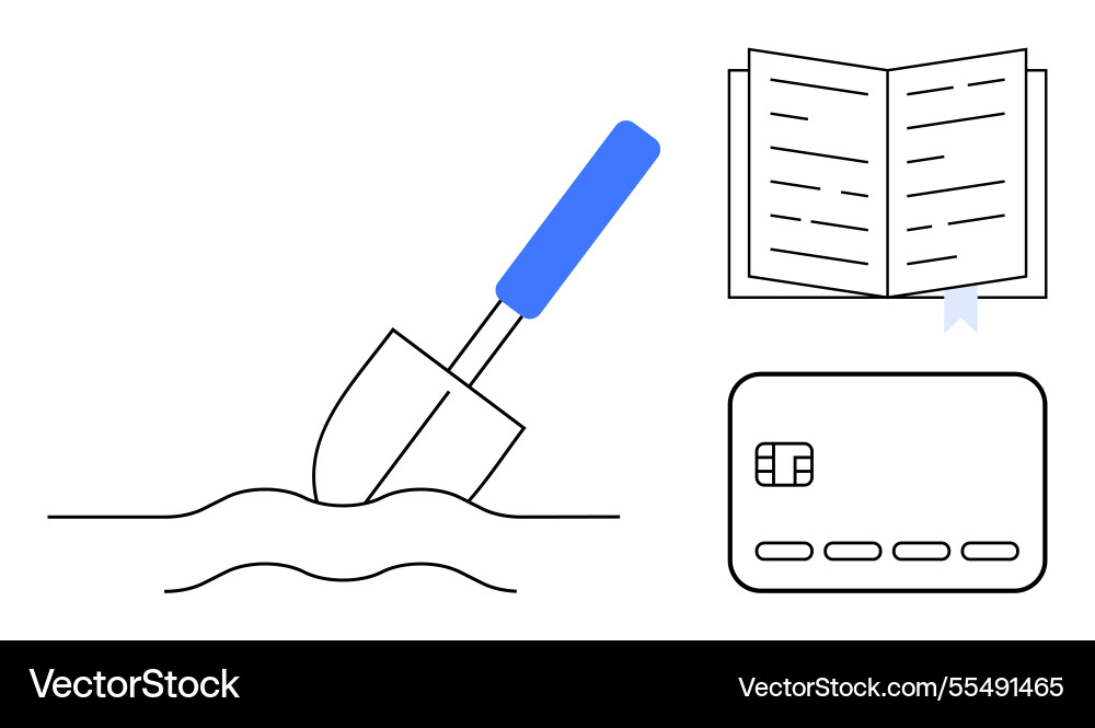 Digital shovel digging into database with open Vector Image