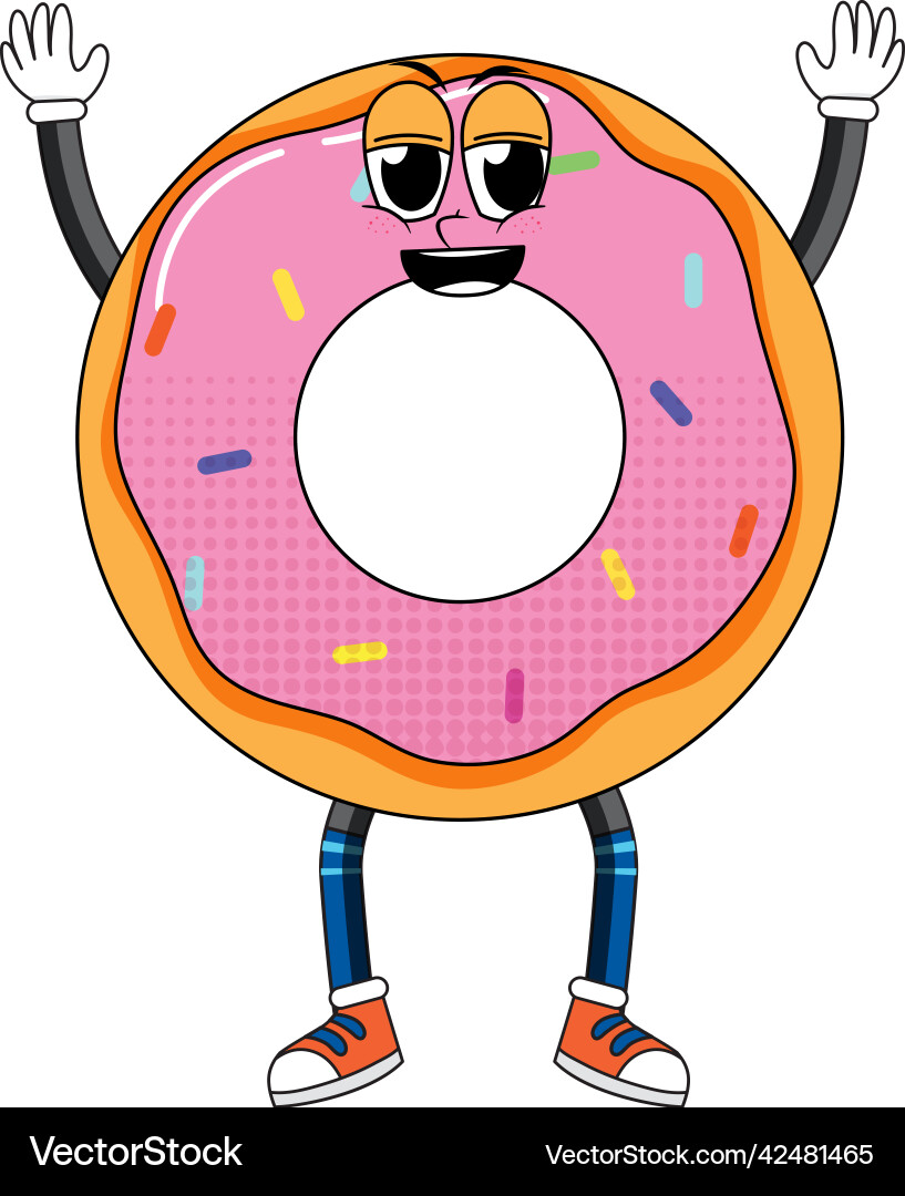 Donut cartoon character on white background Vector Image