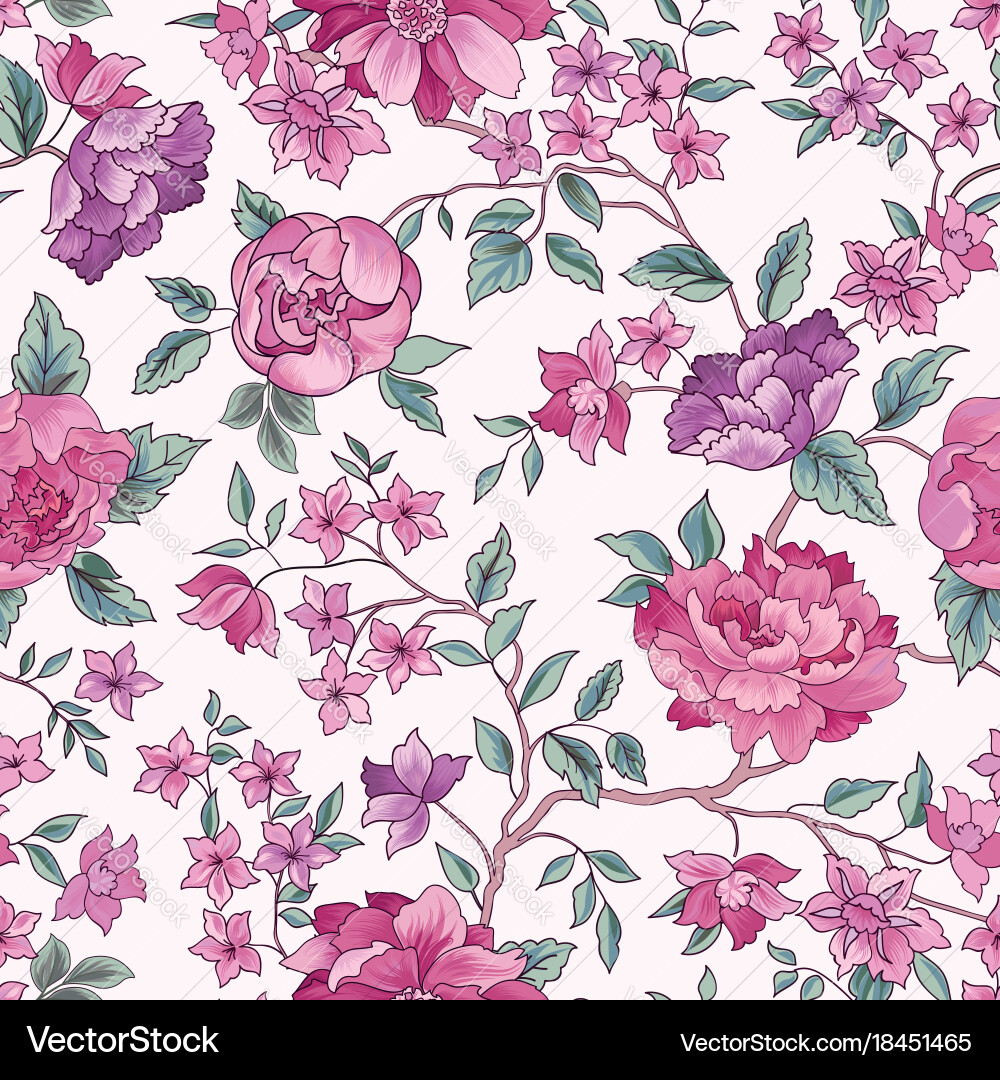 Flower seamless pattern floral garden background Vector Image
