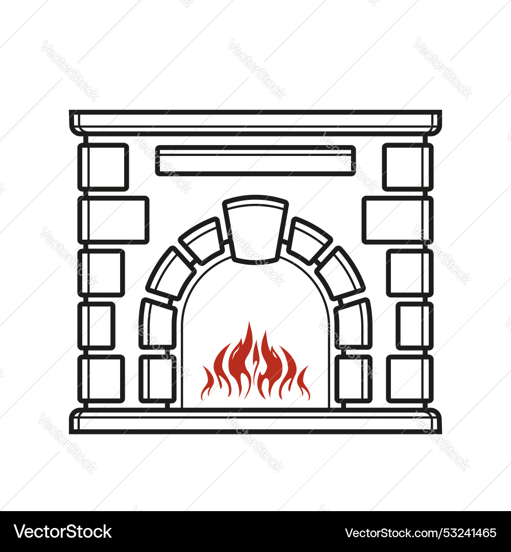Furnace outline editable stroke icon fireplace Vector Image