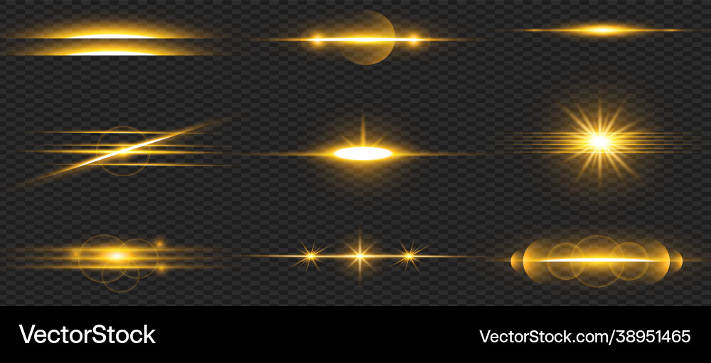 Lens flare set shining collection on transparent Vector Image
