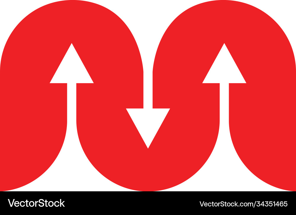 Letter m flow arrow process symbol logo Royalty Free Vector