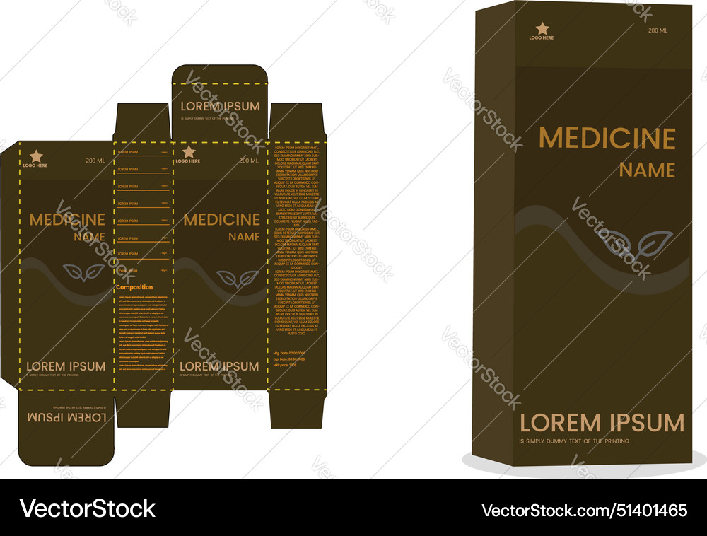 Medicine box packeging design template set of med Vector Image