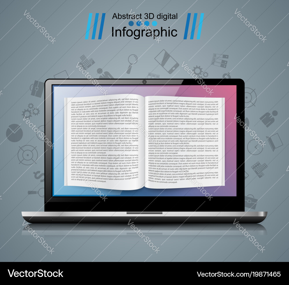 Modern Digital Book Icon Set Royalty Free Vector Image