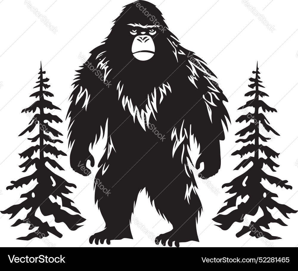 Sasquatch sanctuary playful black logo icon Vector Image