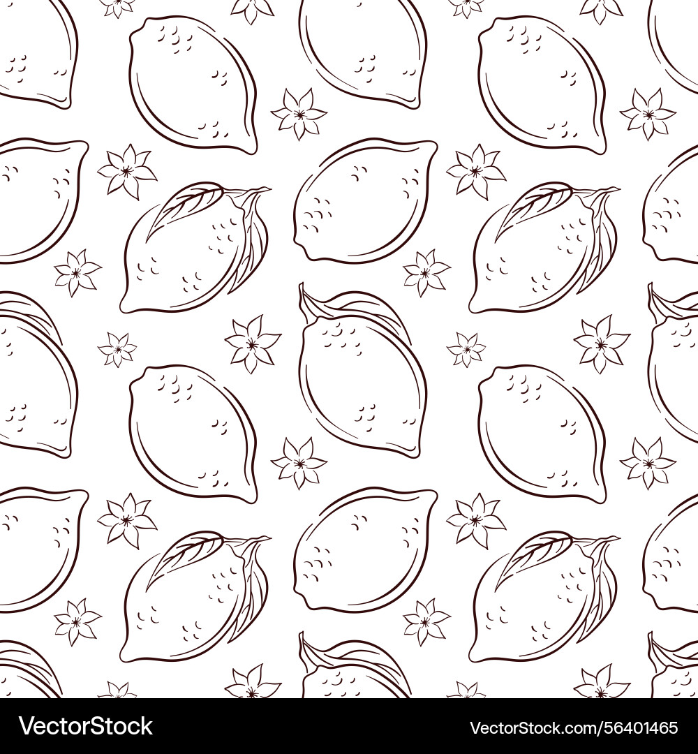 Seamless pattern with whole lemon leaf and flower Vector Image