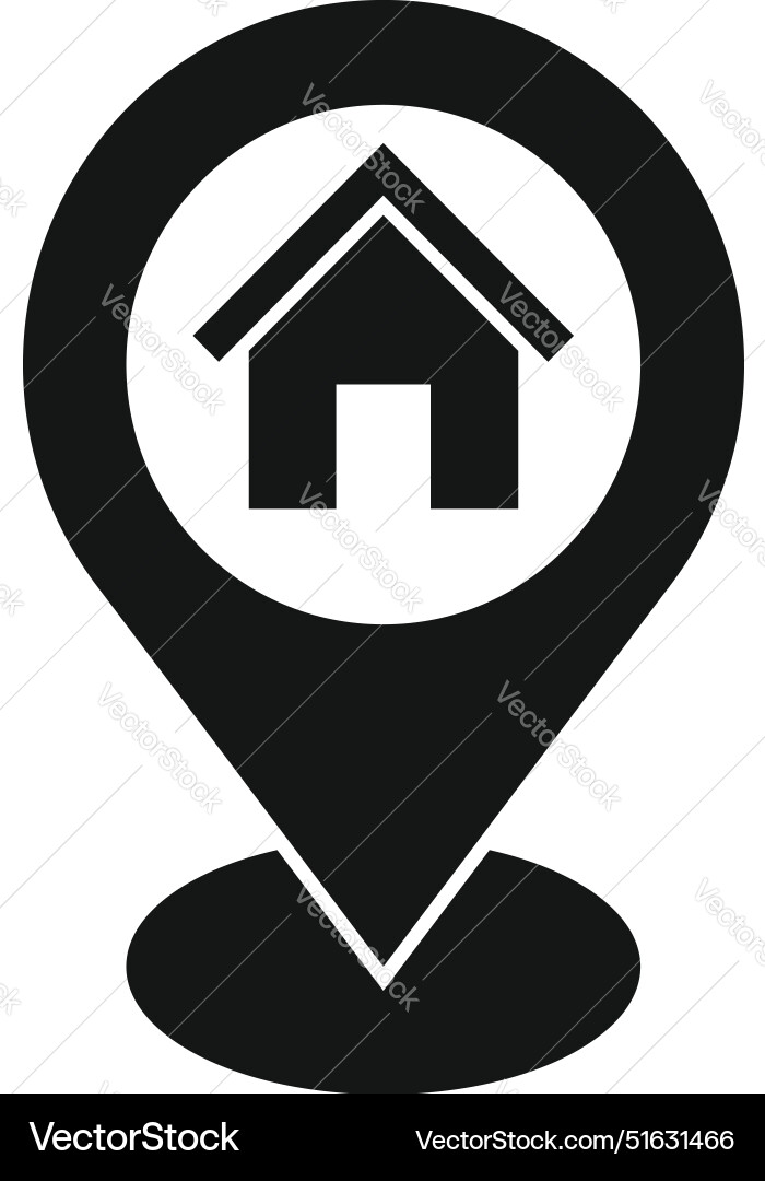 Black map pin pointing home location icon Vector Image