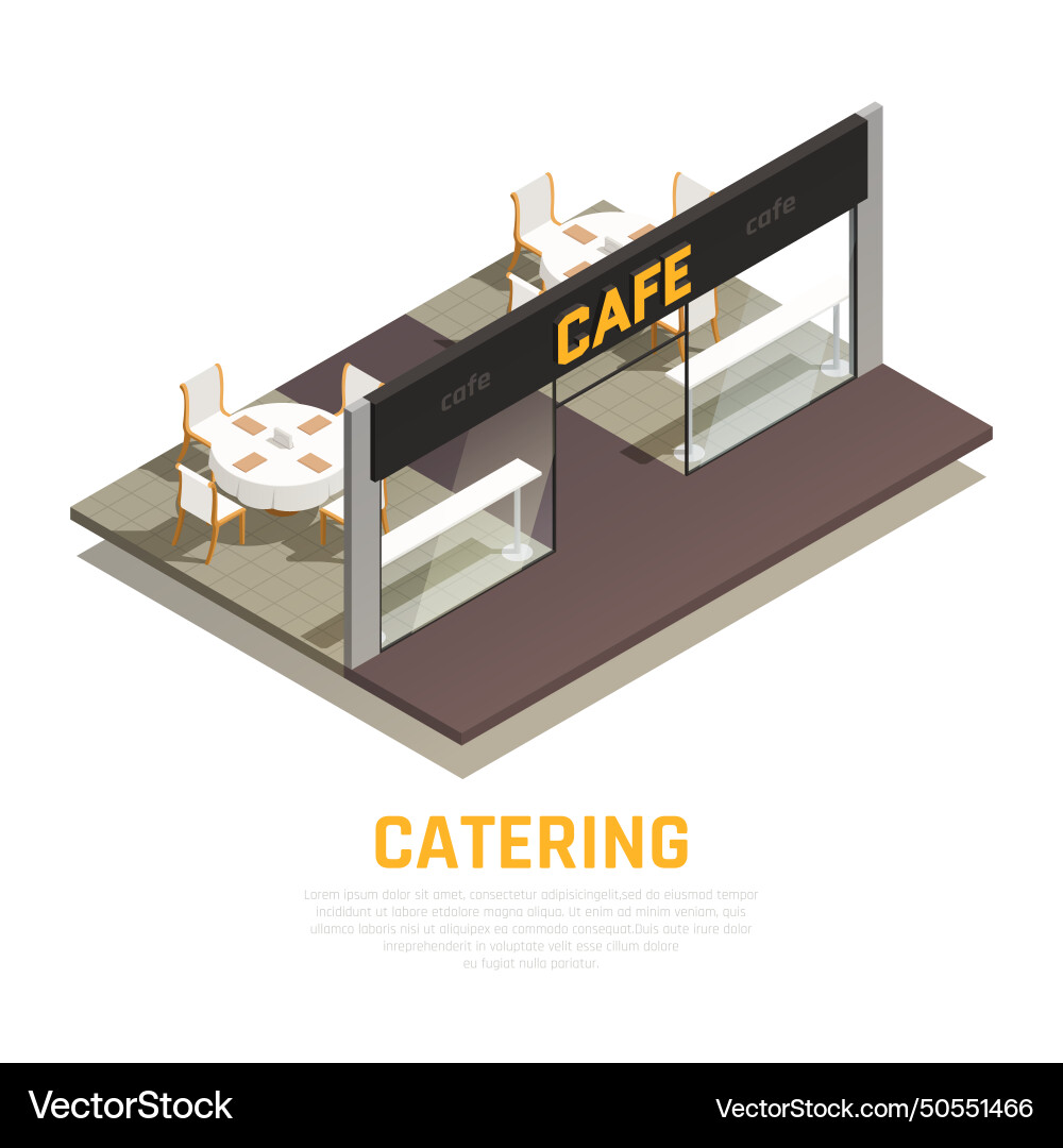 Catering cafe isometric view Royalty Free Vector Image