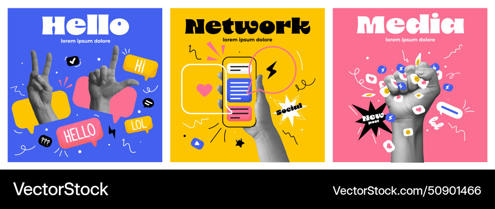 Collage poster design - social media Royalty Free Vector